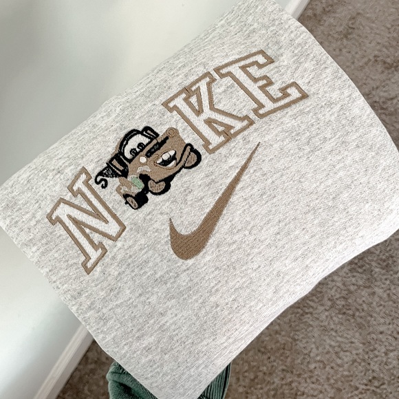 Shirts | Tow Mater Nike Embroidered Crewneck Sweatshirt Ash Grey | Poshmark